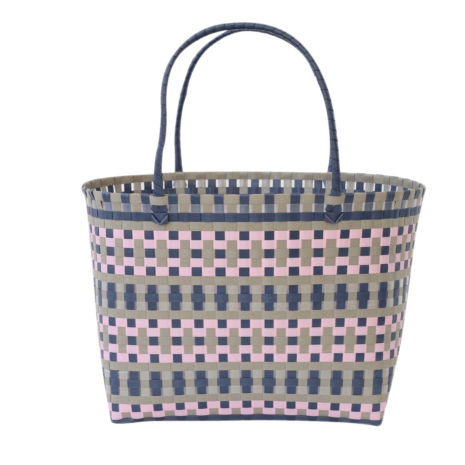 shopping basket Kara blue-camel, large oval – Overbeck and Friends